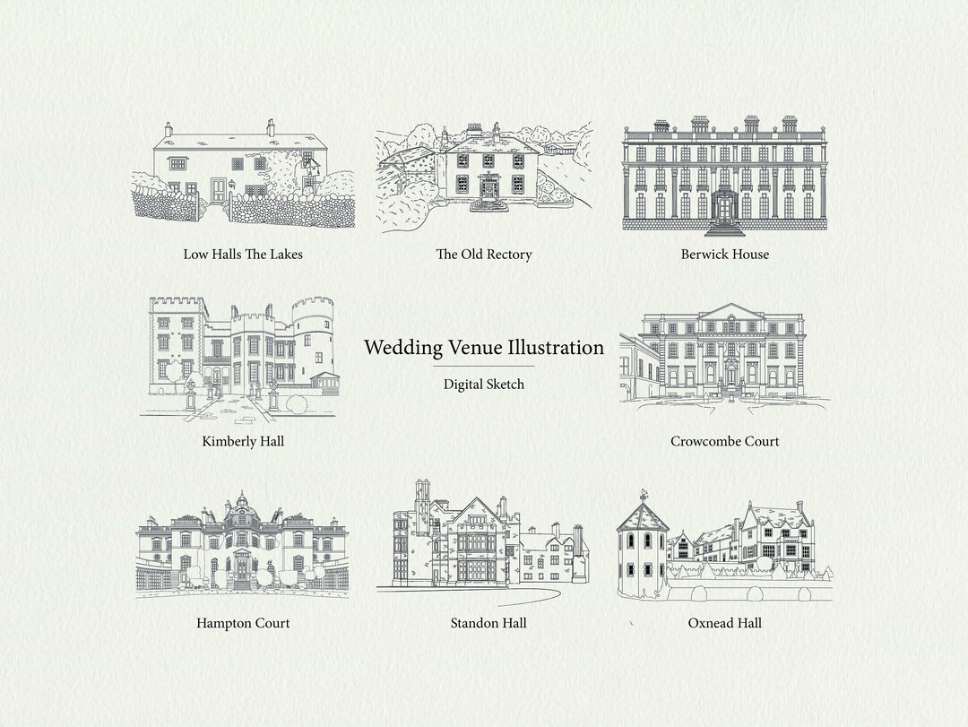 Custom Wedding Venue Illustration, Wedding Venue Sketch, Illustrated ...