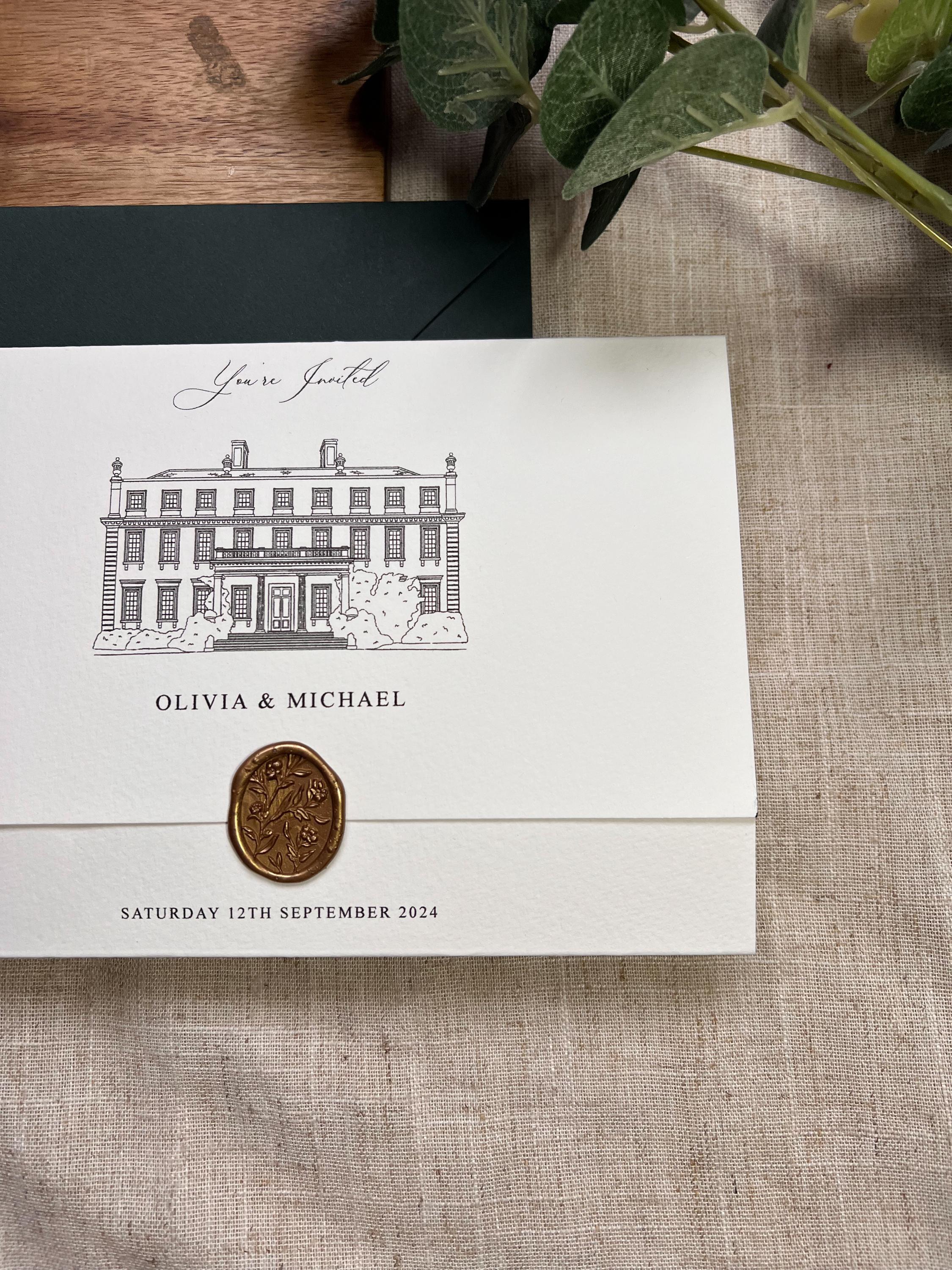 Folded Wedding Invite, Venue Wedding Invitation, Venue Wedding ...