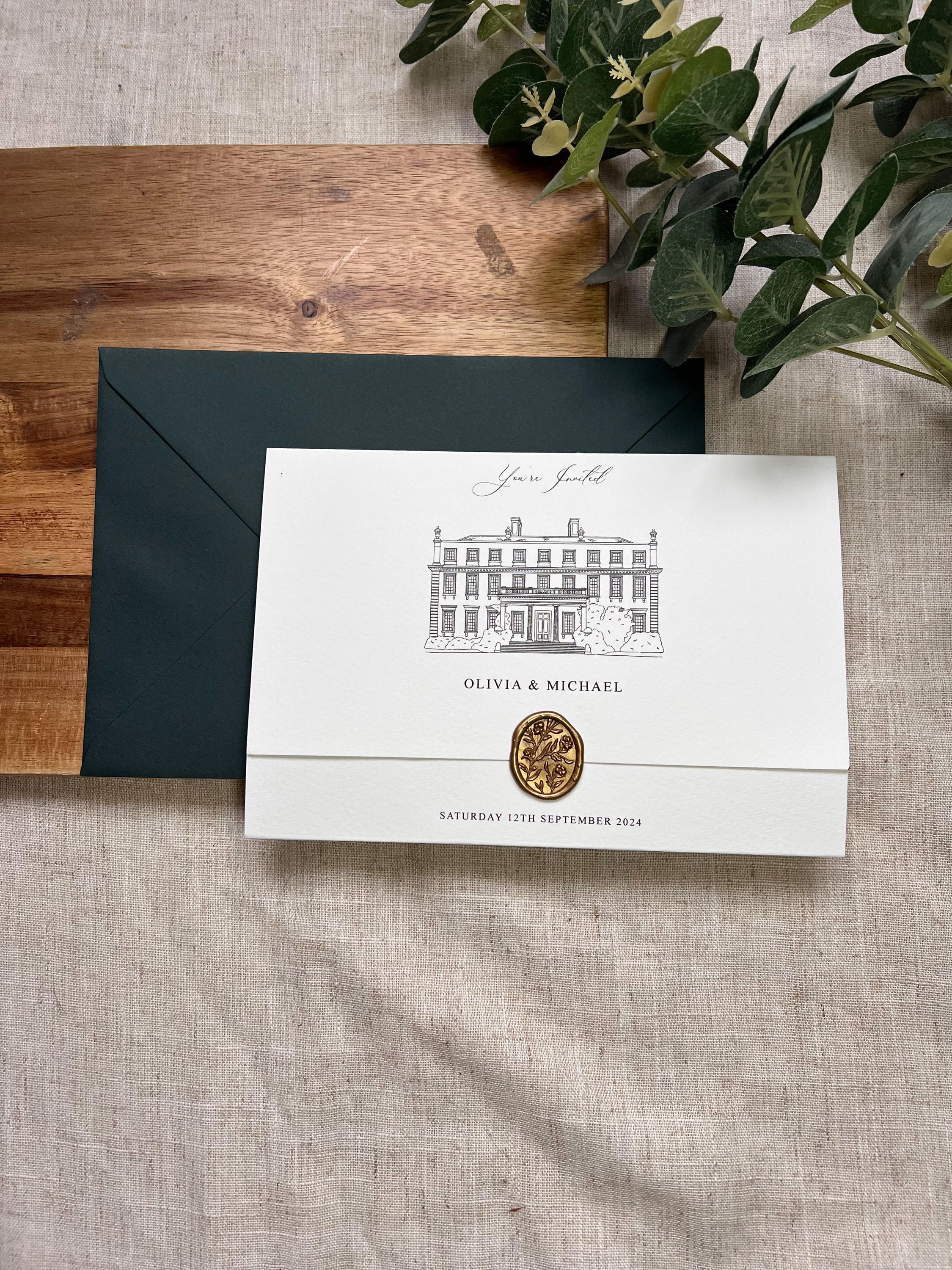 Folded Wedding Invite, Venue Wedding Invitation, Venue Wedding ...