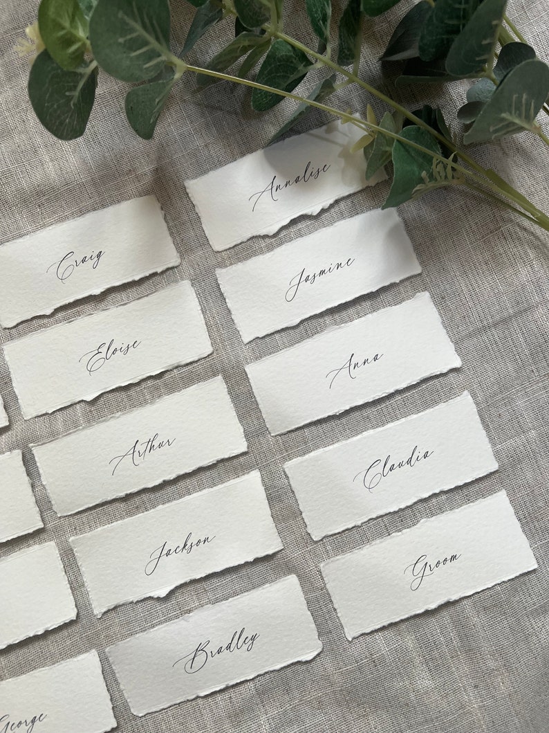 Deckled Edge Place Name Tags, Personalised Name Tags, Wedding Place ...