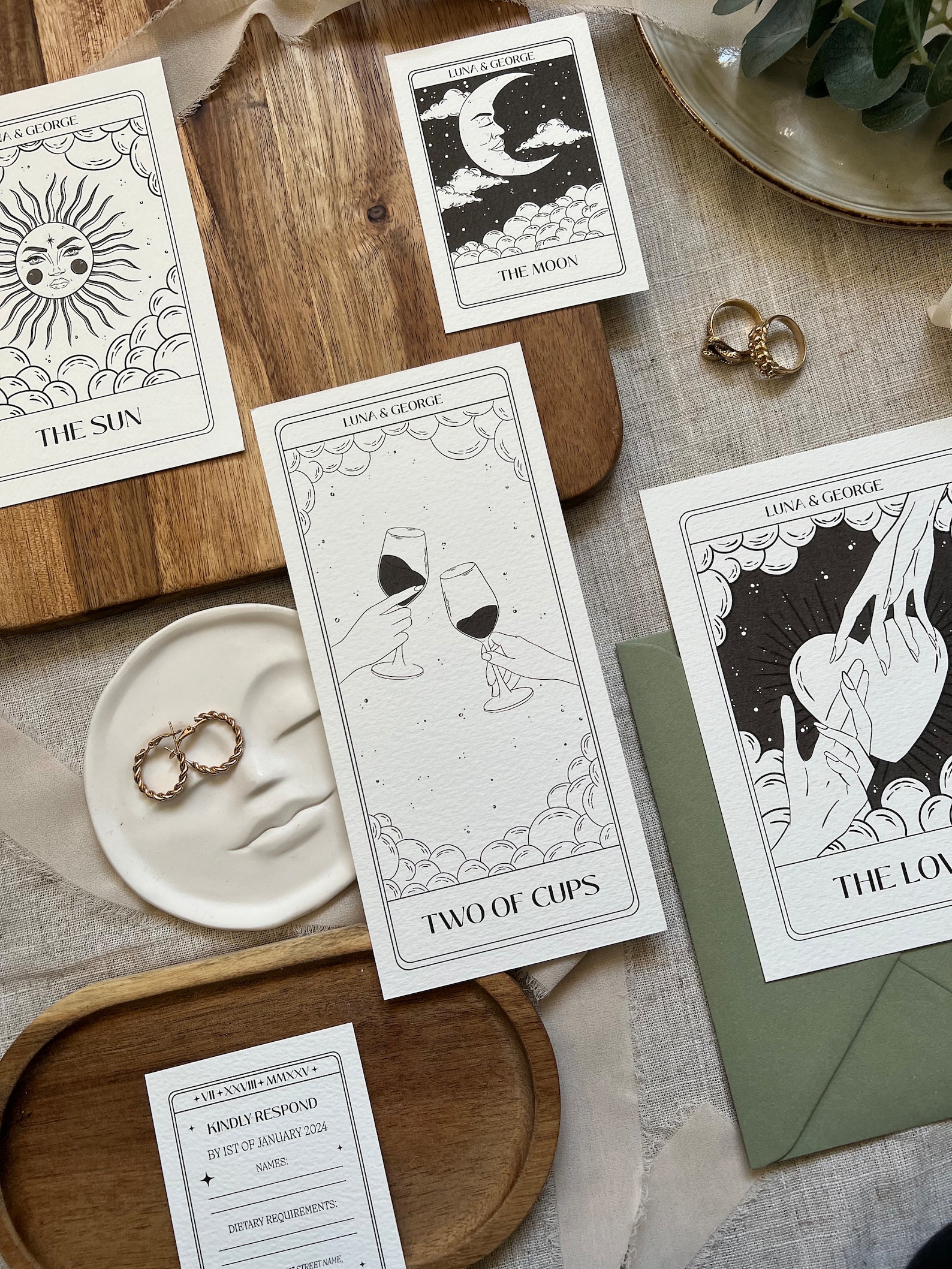 Tarot Wedding Invite, Tarot Wedding Invitation, Sun Moon Wedding ...