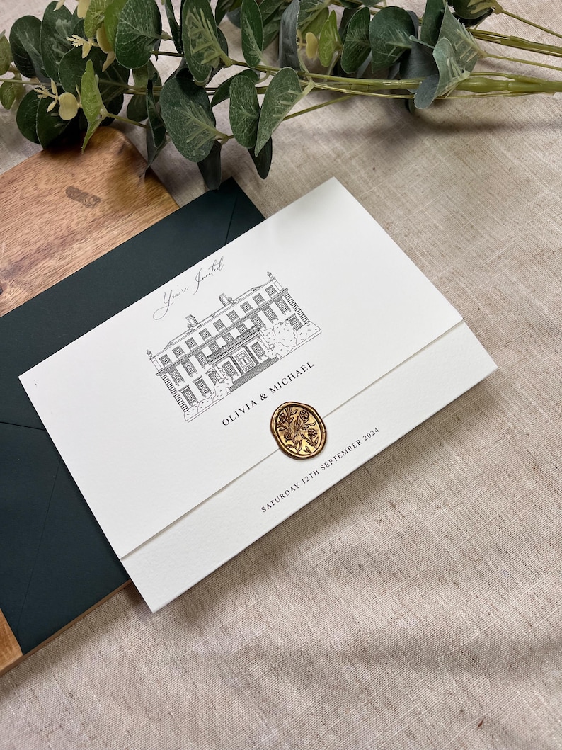 Folded Wedding Invite, Venue Wedding Invitation, Venue Wedding ...