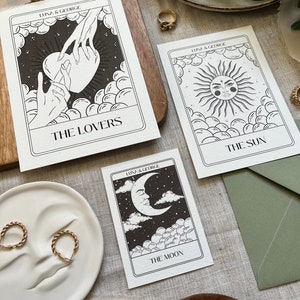 Wedding Invitation the Lovers Tarot Card Invite, Black, Gold Foil ...