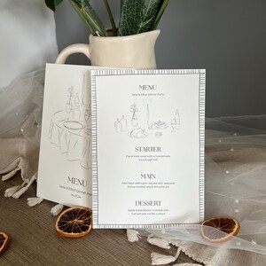 PERSONALISED MENU Template | Hand Drawn & Handwritten Whimsical Dinner ...