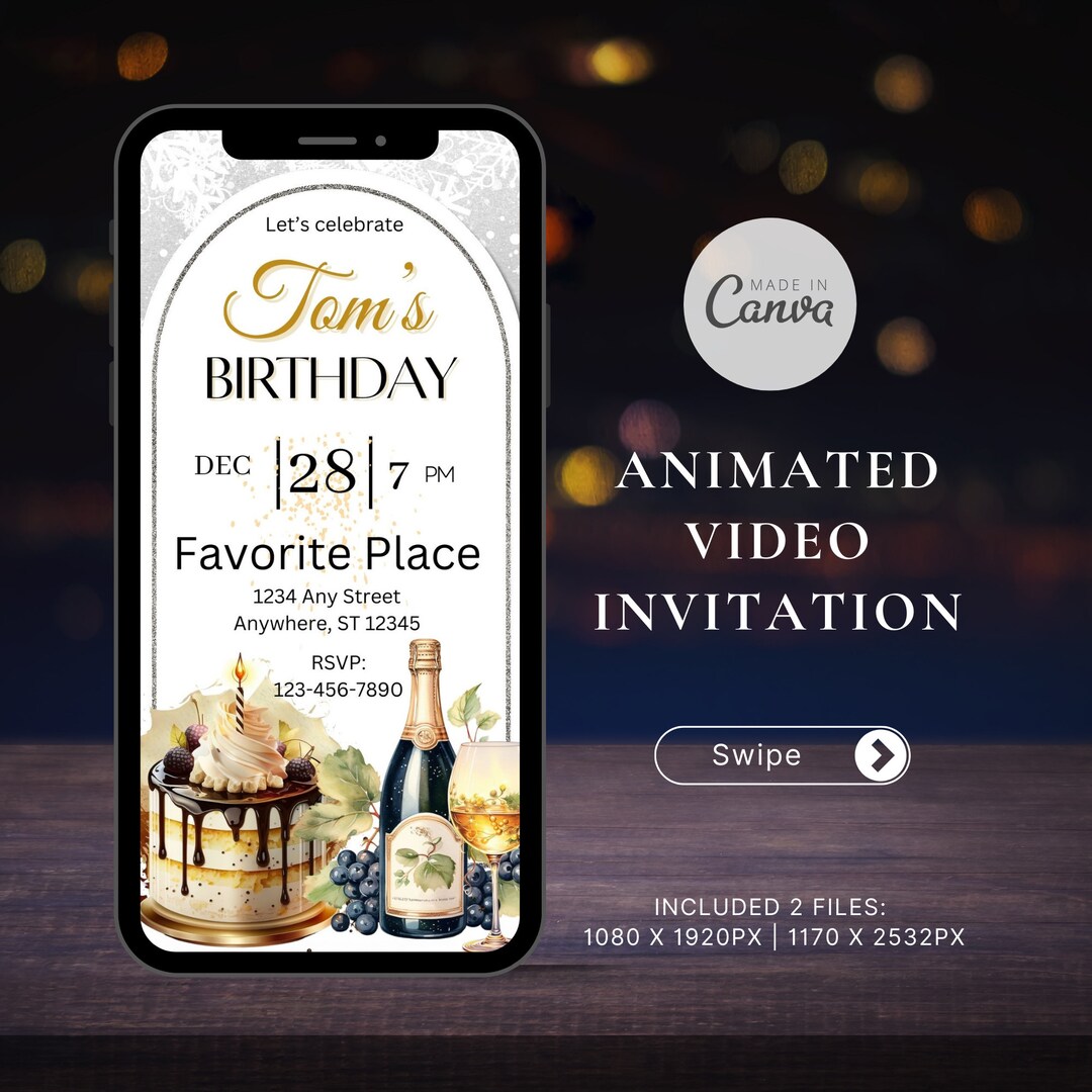 Mobile Birthday Invitation Dinner Invite, Editable Birthday Template ...