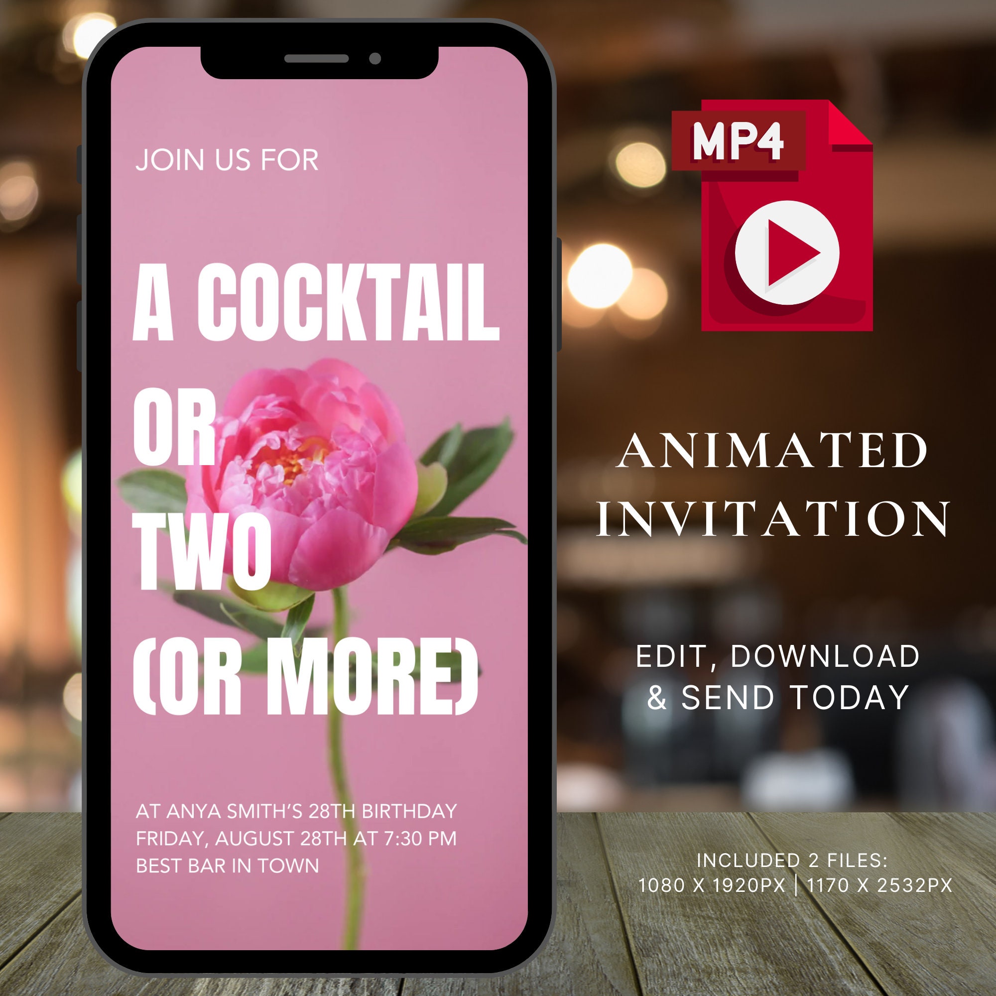 Animated Birthay Invitation Phone Bday Message Floral Birthday Mobile ...