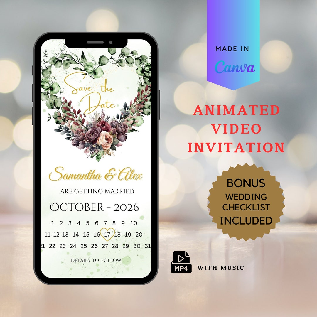 Save the Date Animated Invitation Template Wedding Invitation Editable ...