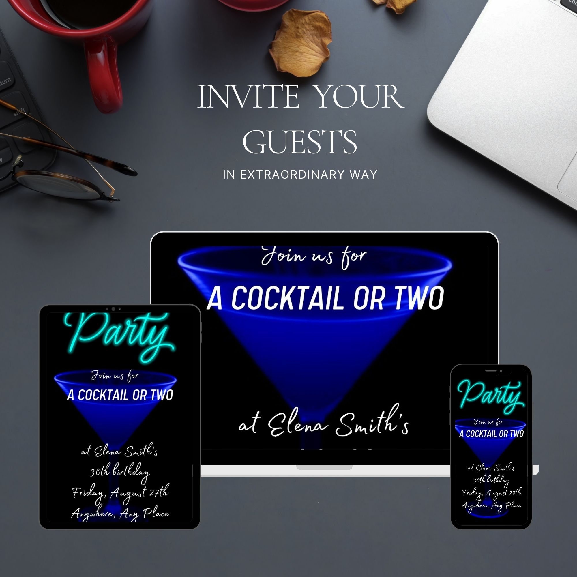 Whatsapp Birthday Invite Animated Party Invitation Cocktail Birthday ...