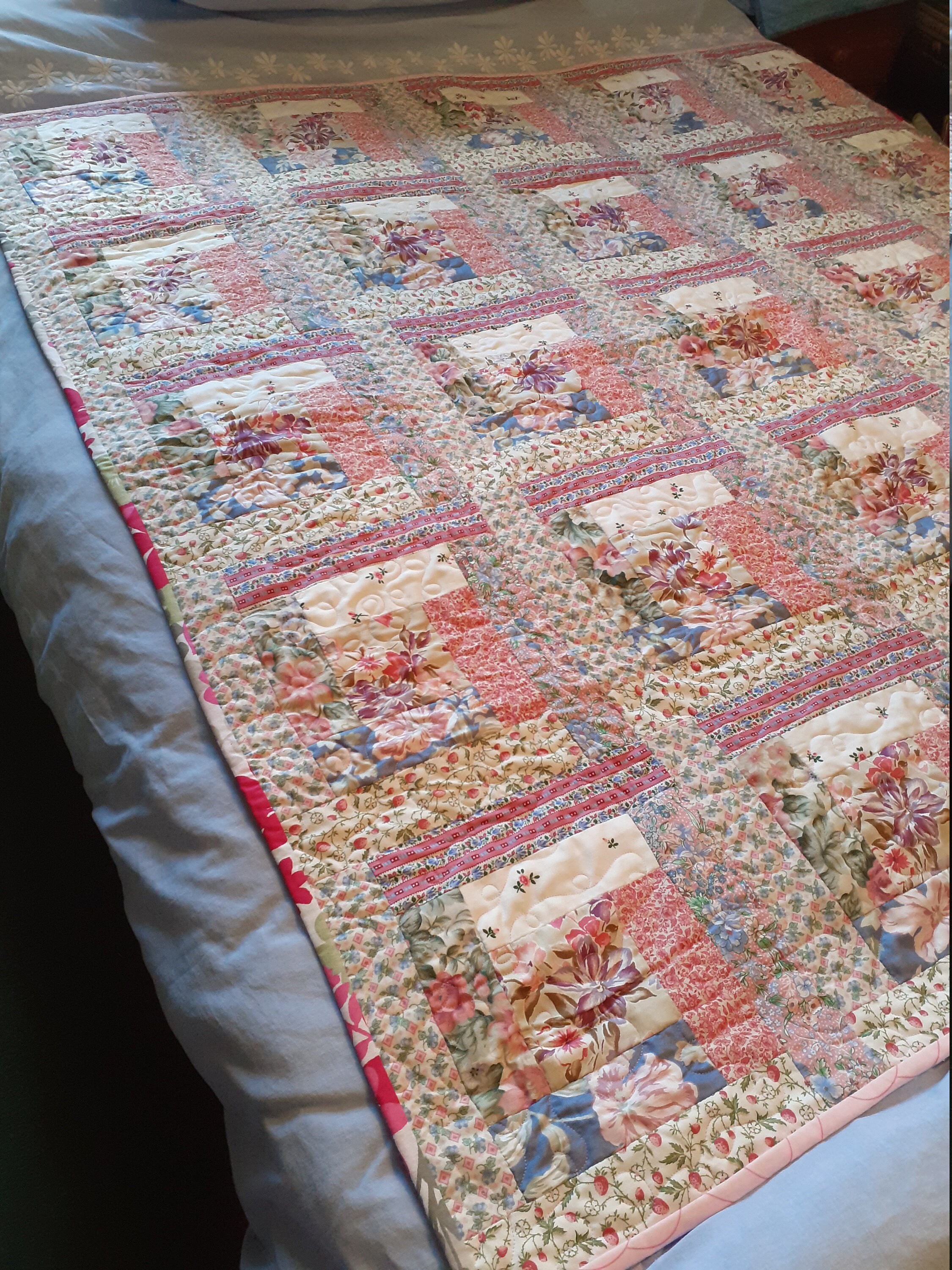 Pink Log Cabin Quilt - Etsy
