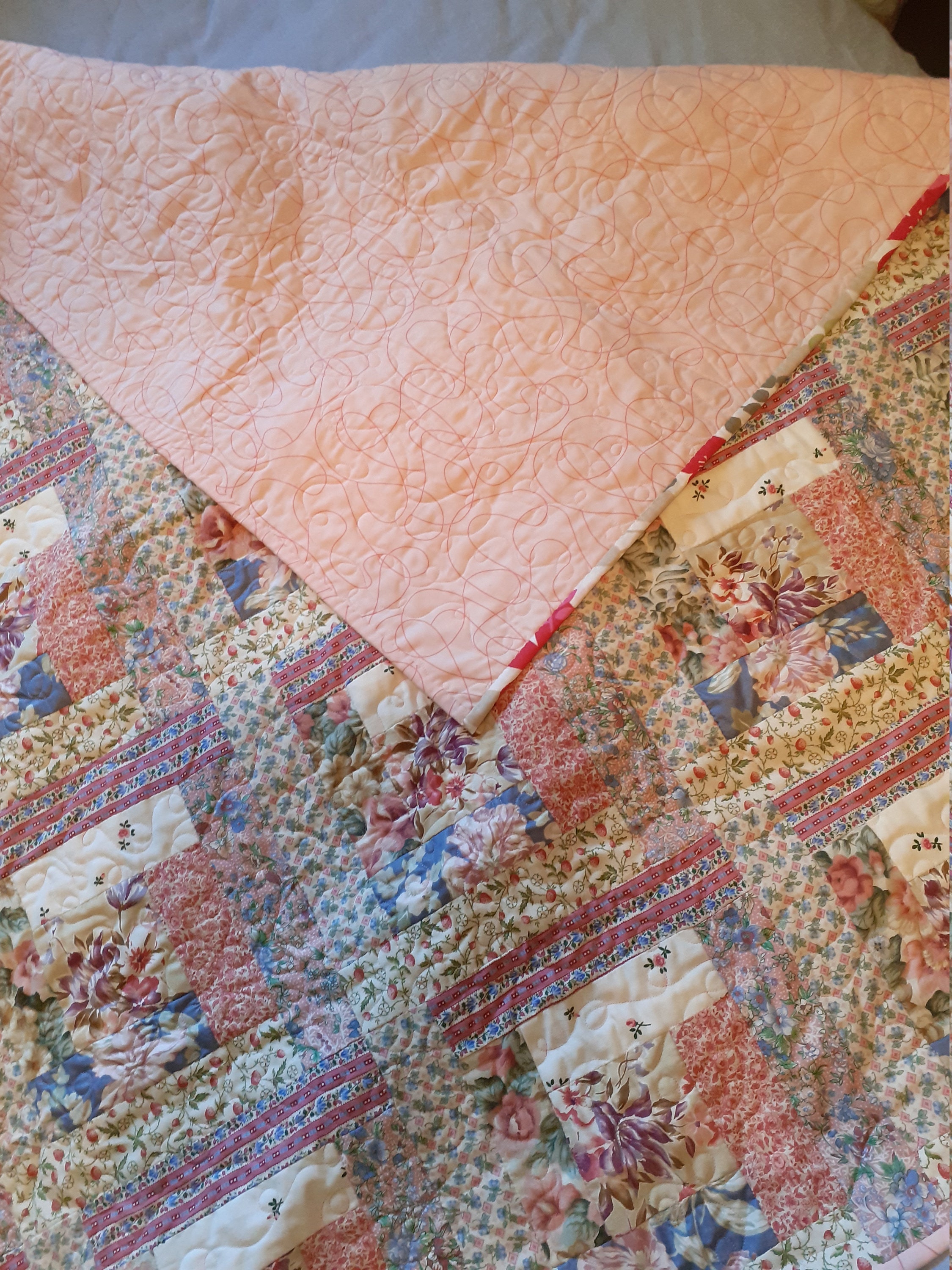 Pink Log Cabin Quilt - Etsy