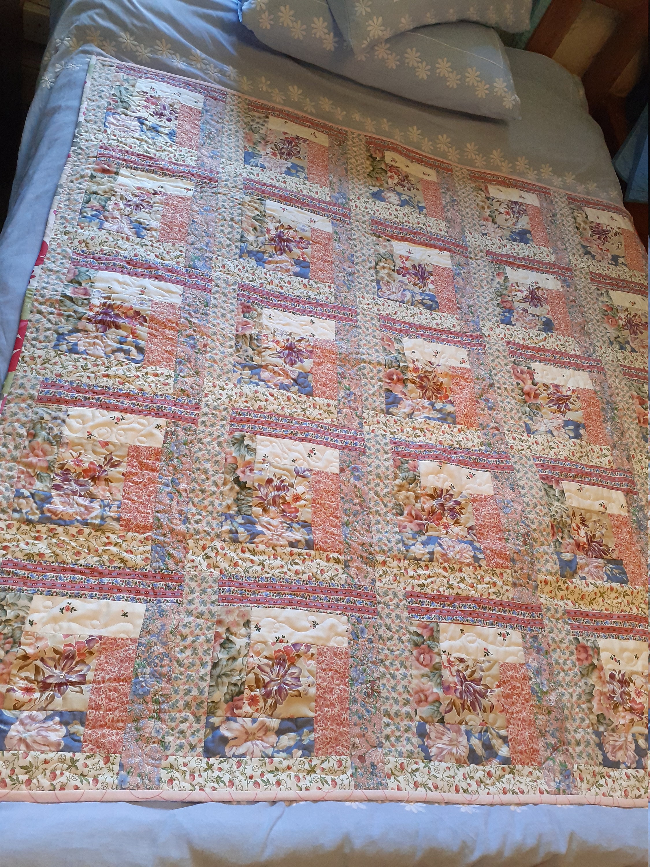 Pink Log Cabin Quilt - Etsy