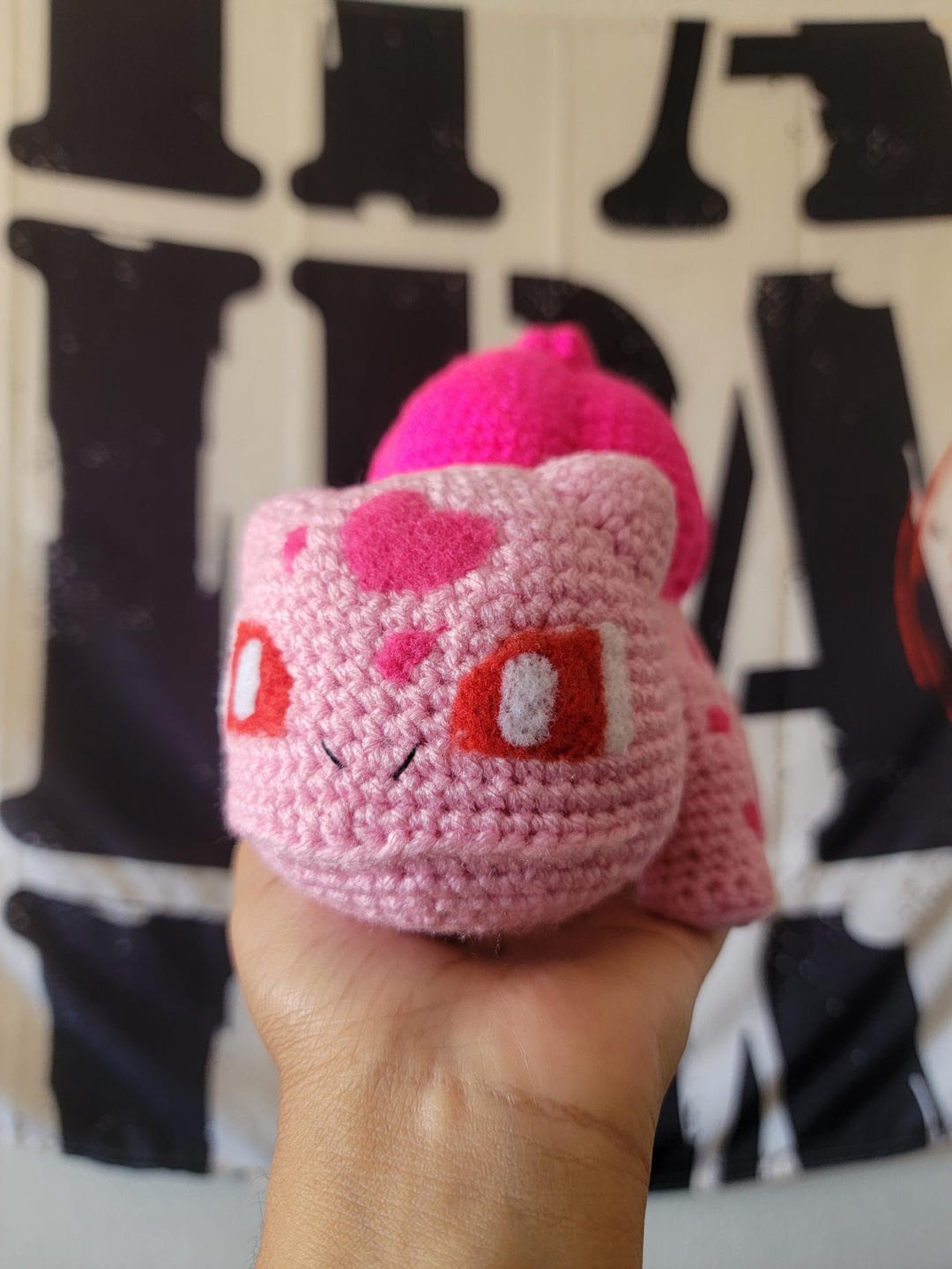 Ready to Ship: Pink Bulbasaur Plushie, Pokemon, Crochet Bulbasaur - Etsy