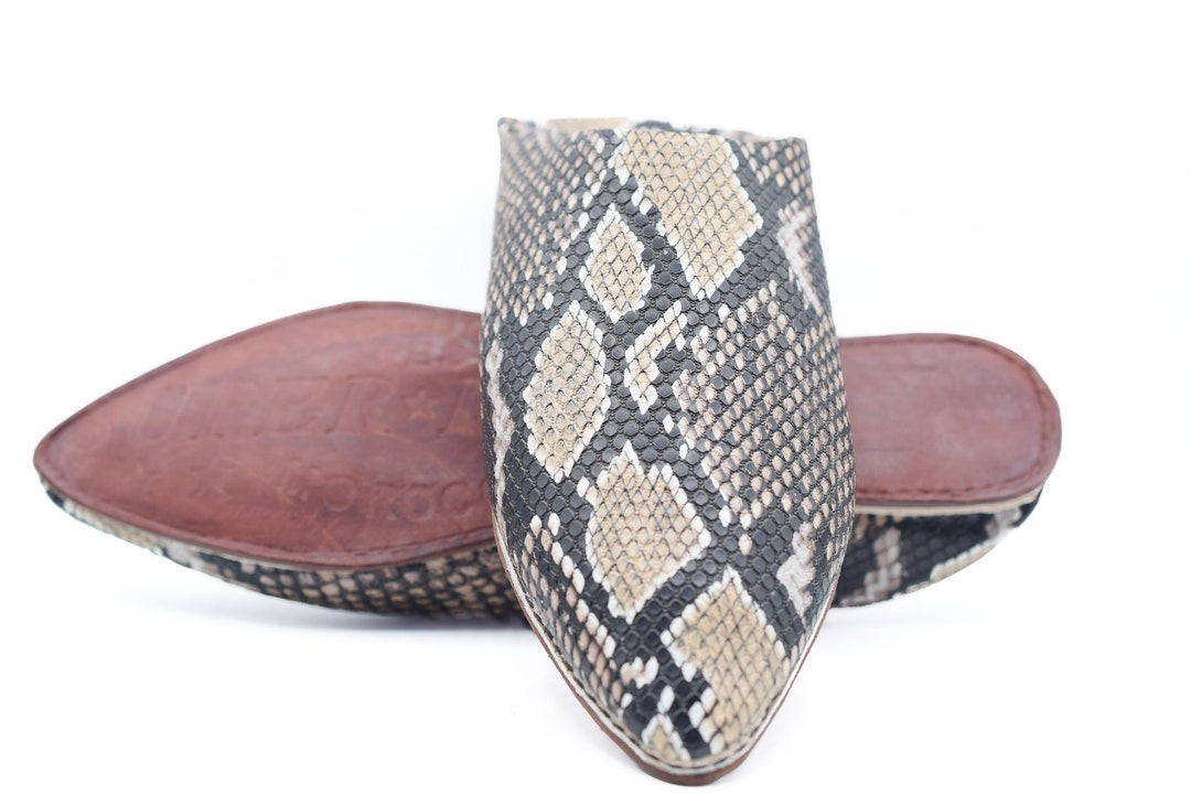 Moroccan Snake Skin Slippers for Men: Python Leather Babouches - Etsy