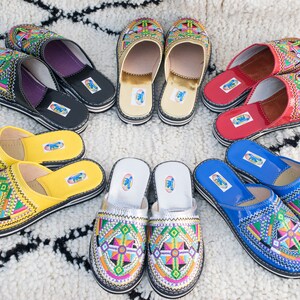 Berber Moroccan Slippers, Embroidered Moroccan Shoes, Moroccan Babouche ...