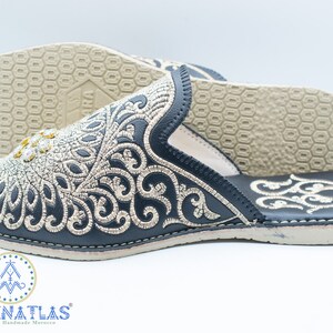 Leather Embroidered Mules for Women, Comfy Black Moccasin Slippers ...