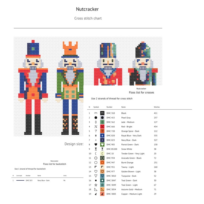 Nutcracker Cross Stitch Pattern, Cross Stitch Chart, Pdf Download, Christmas - Etsy