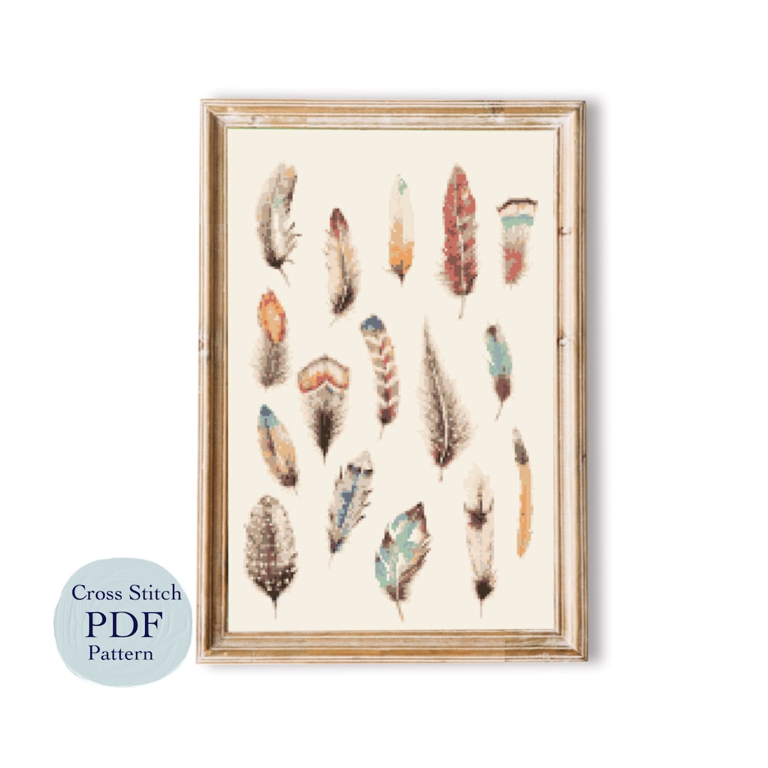 Feathers Cross Stitch Pattern, Cross Stitch Chart, PDF Download - Etsy