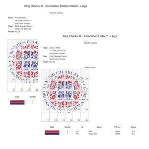 King Charles III Coronation 2023 Emblems, Cross Stitch Pattern, Cross ...