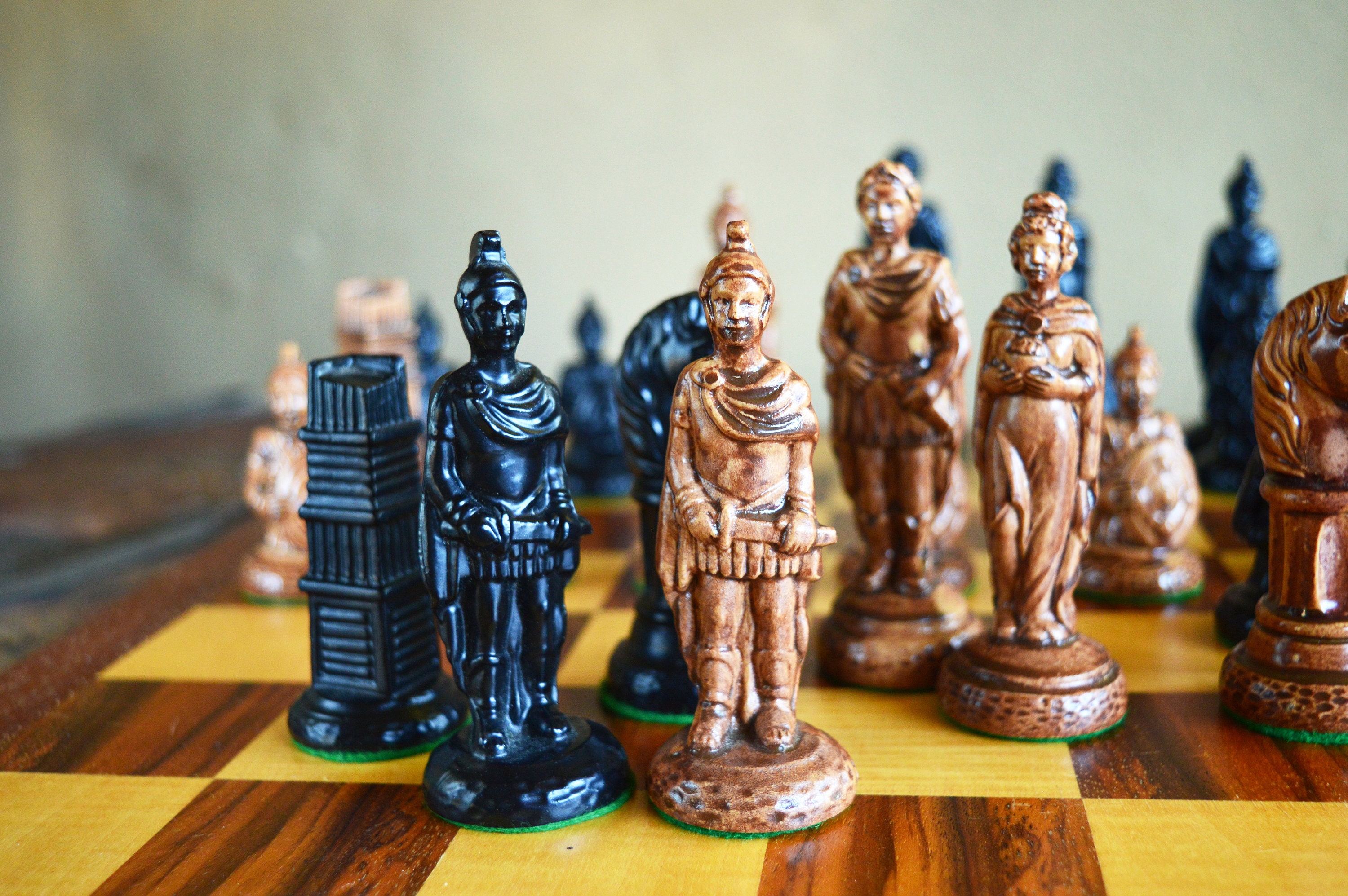 Vintage Chess Pieces Large Antique Wooden Board and Plastic - Etsy Hong ...