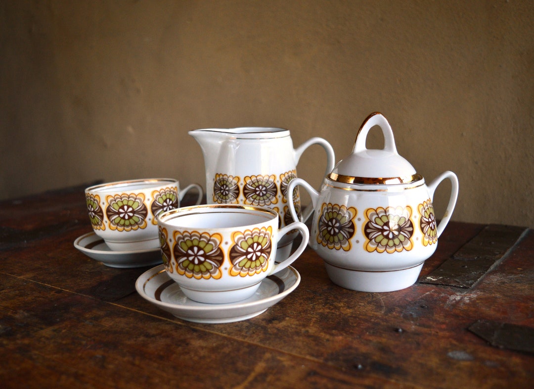 Cottagecore Tea Set Vintage Coffee Set Miniature Tea Pot Set for 2 ...