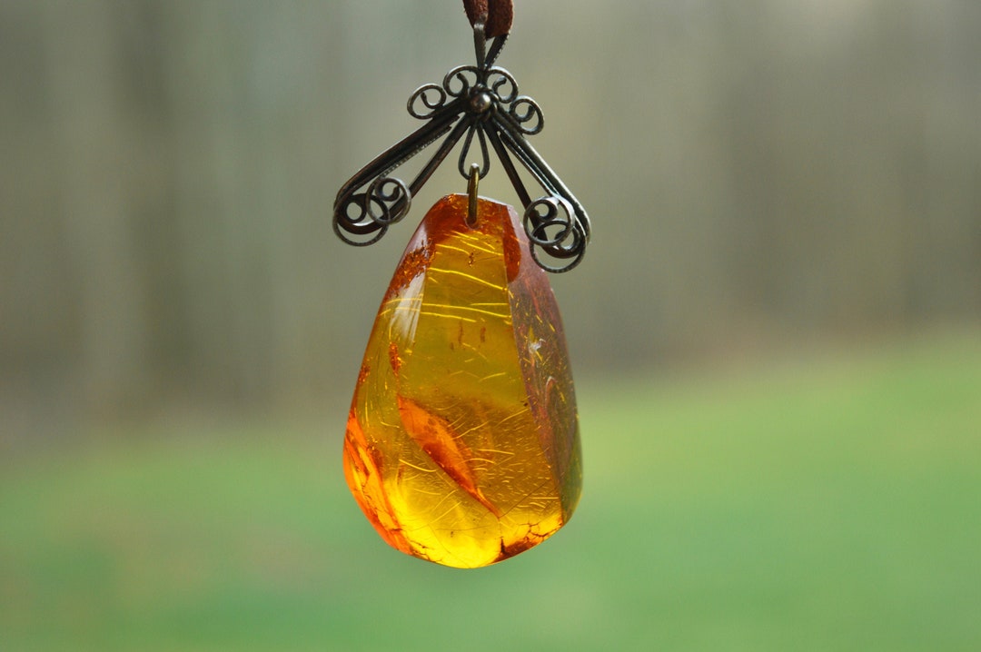 Large Amber Pendant Huge Amber Drop Necklace - Etsy