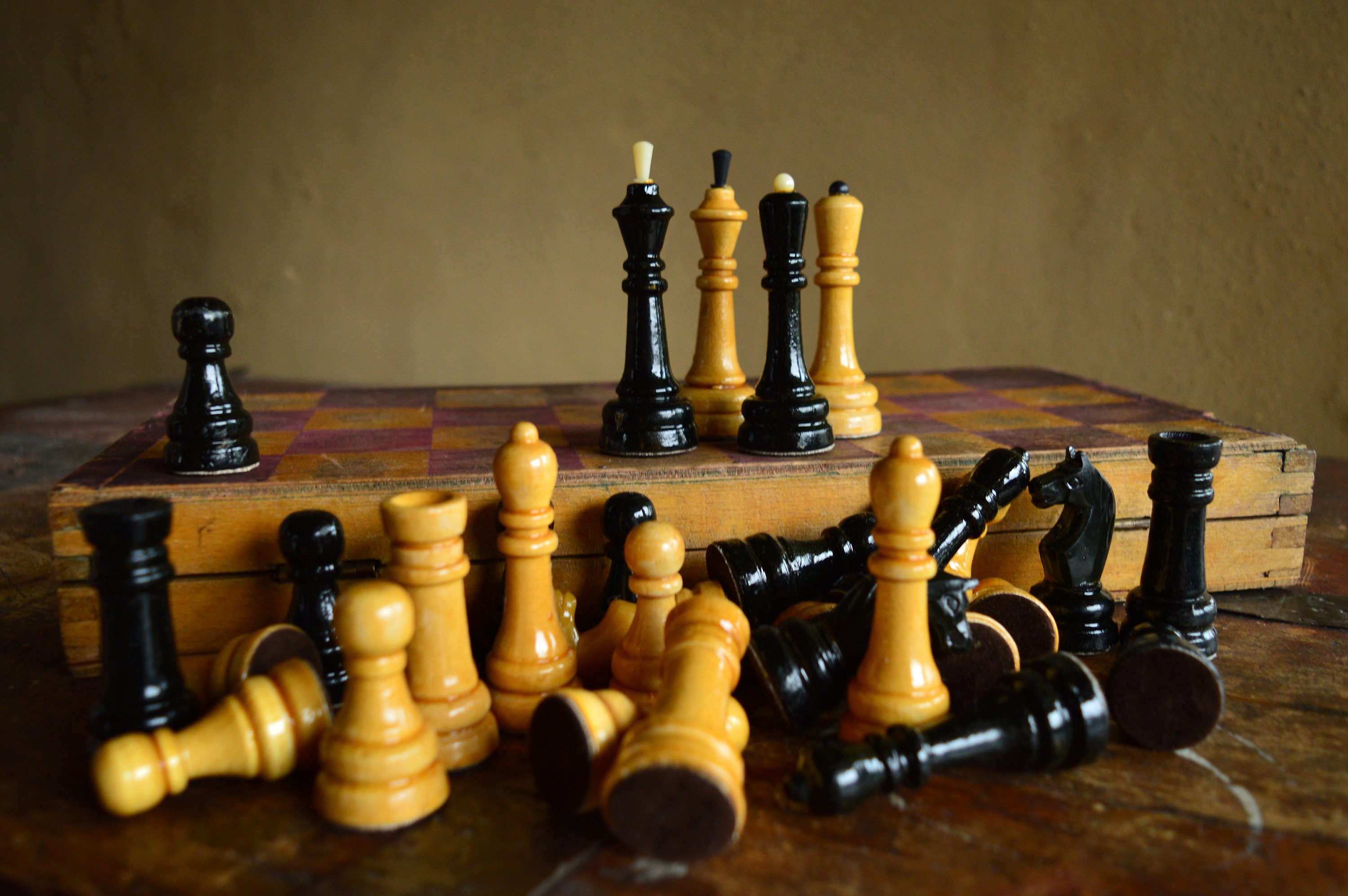 Russian Chess Set Wooden Large Chess Set Vintage - Etsy