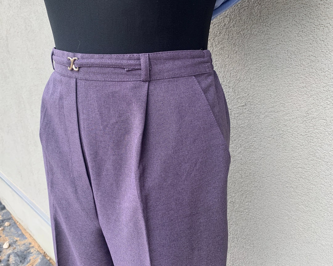 Wide Leg Preppy Pants Vintage High Waisted Purple Pants - Etsy