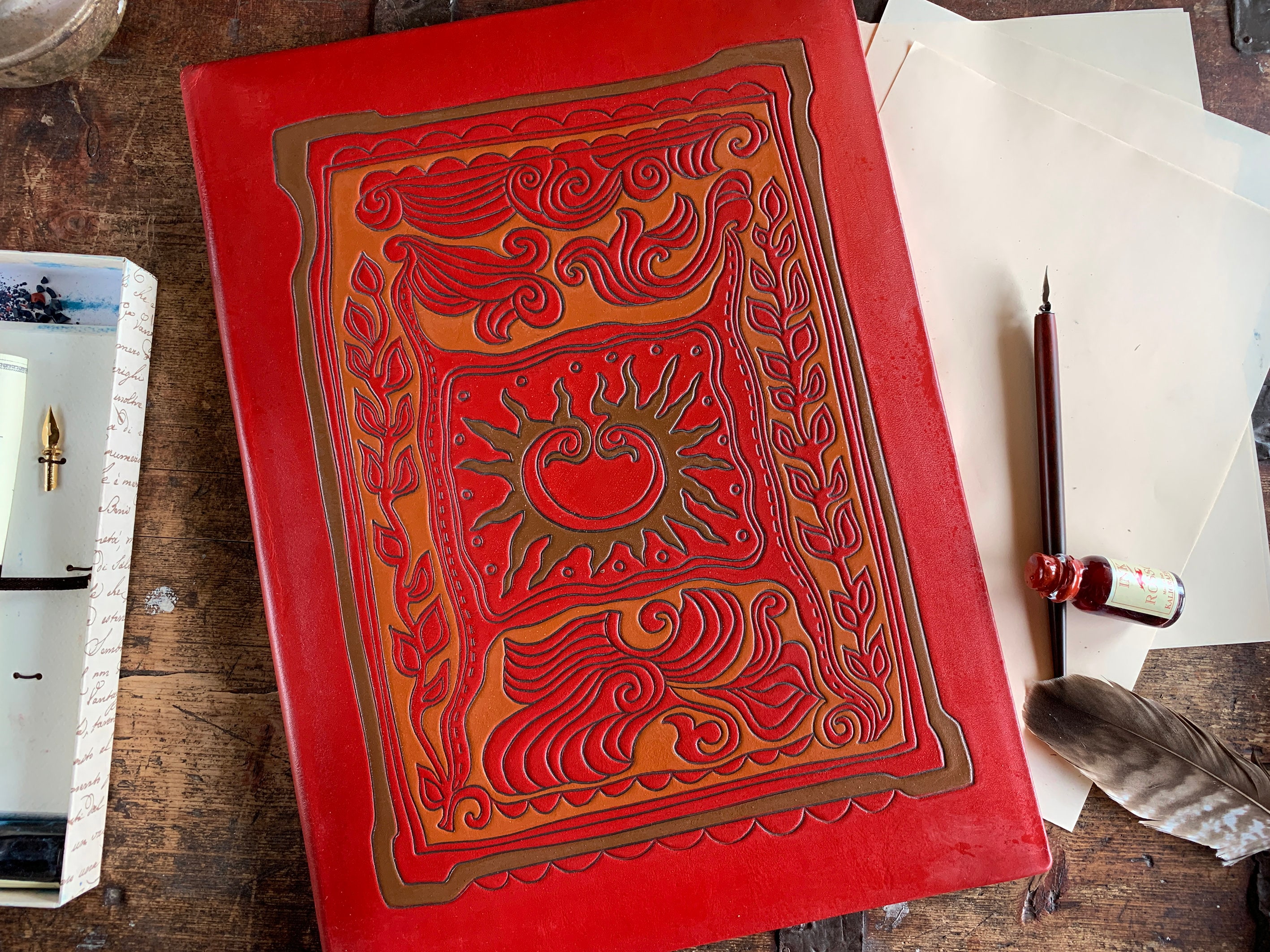 Tooled Leather File Folder Vintage Stationery Dark Academia Document ...