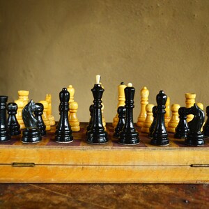 Russian Chess Set Wooden Large Chess Set Vintage - Etsy