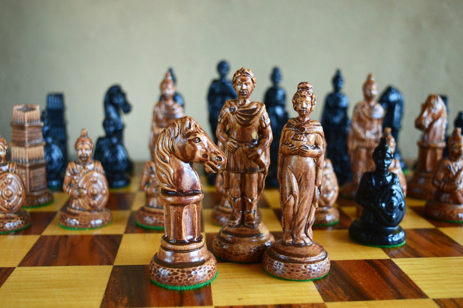 Vintage Chess Pieces Large Antique Wooden Board and Plastic | Etsy