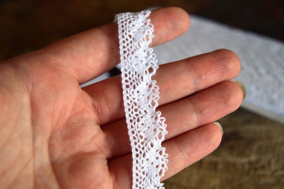 White Narrow Lace Trim by the Yard. Cotton Edging Tape. 1.7 Cm | Etsy