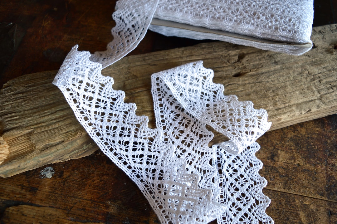 White Crochet Lace Trim by the Yard Wide Cotton Edging Tape 5 Cm / 1.96 ...