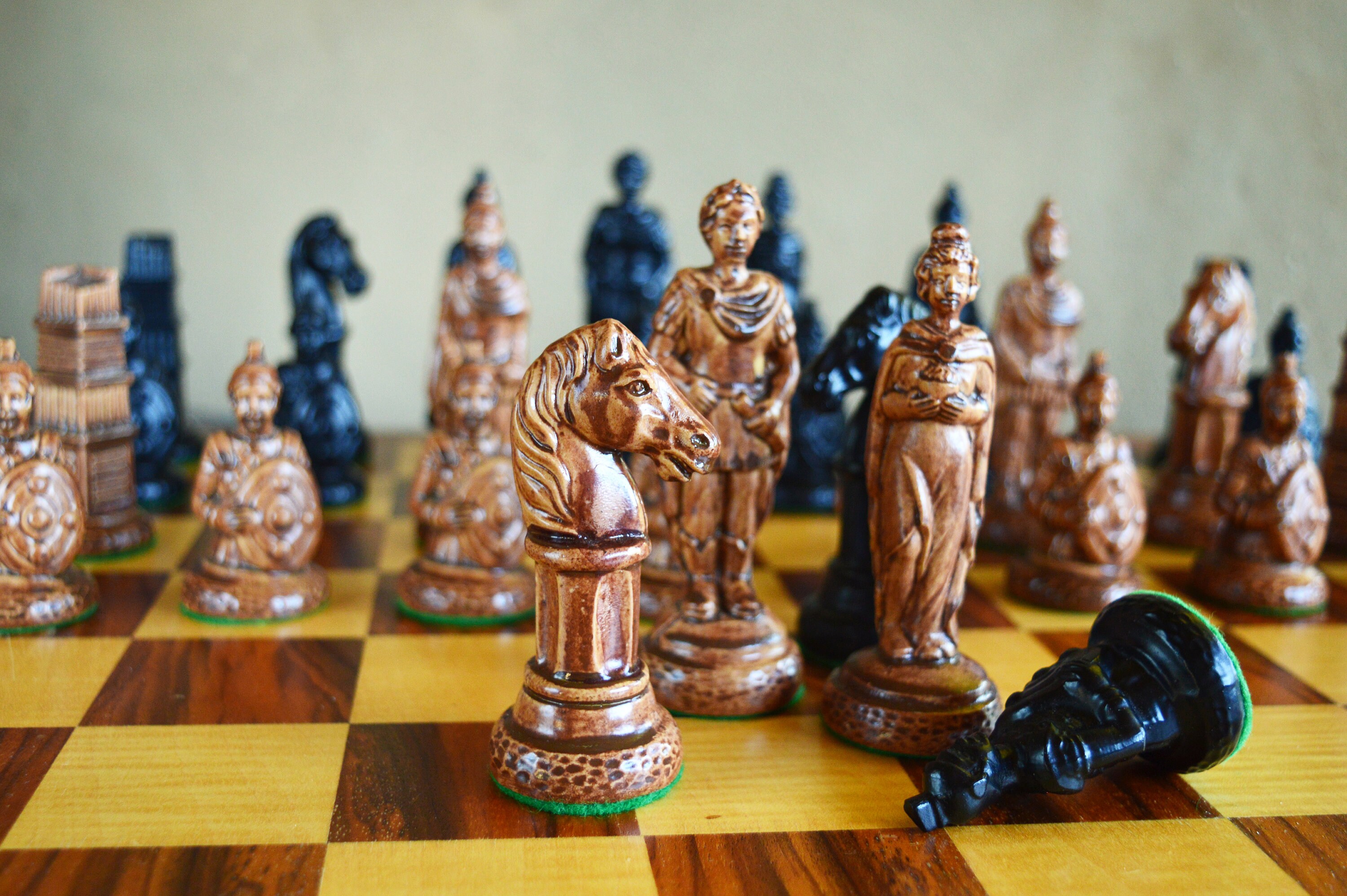 Vintage Chess Pieces Large Antique Wooden Board and Plastic - Etsy