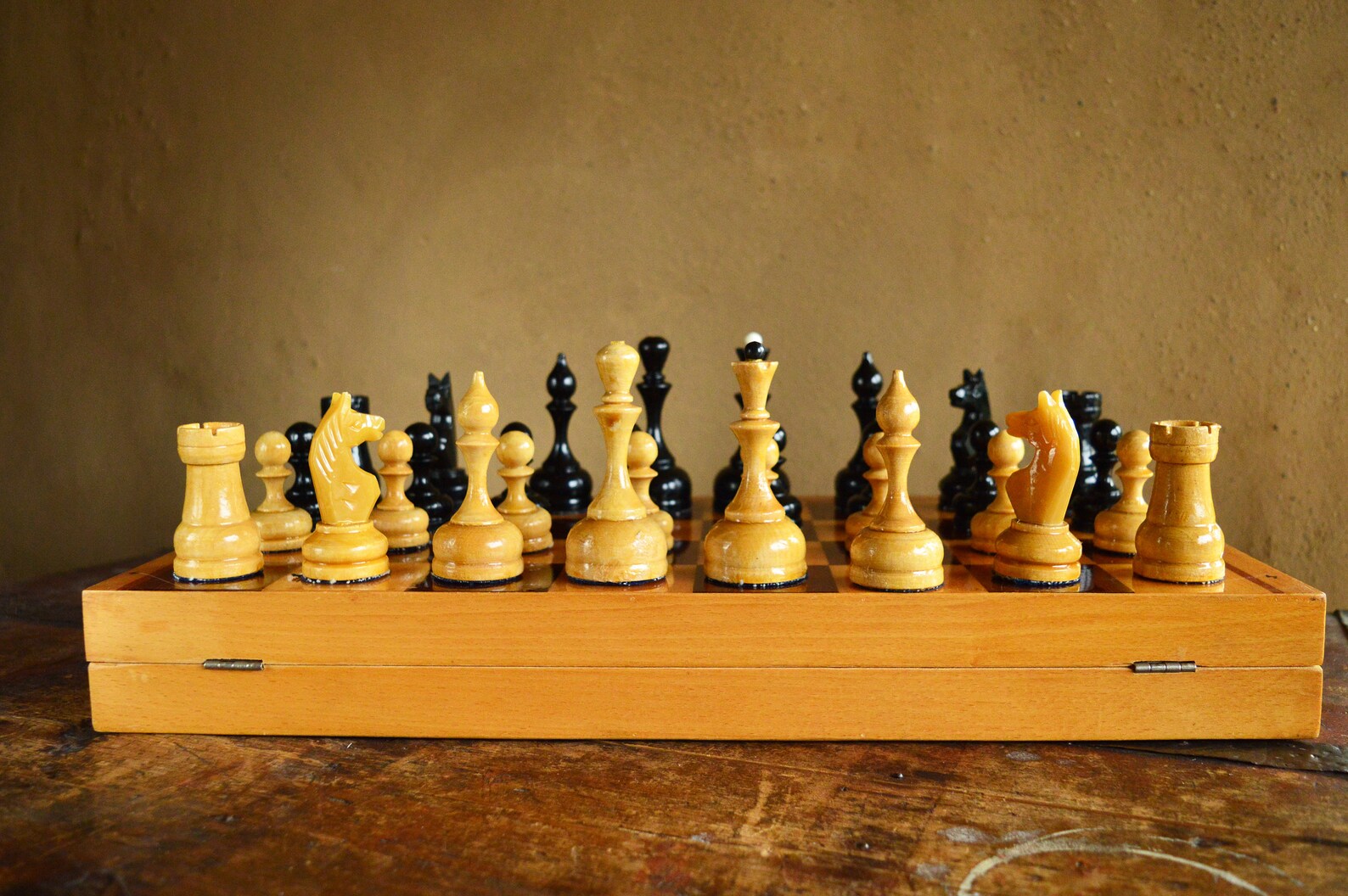 Wooden Chess Set. Vintage Unique Chess Set - Etsy