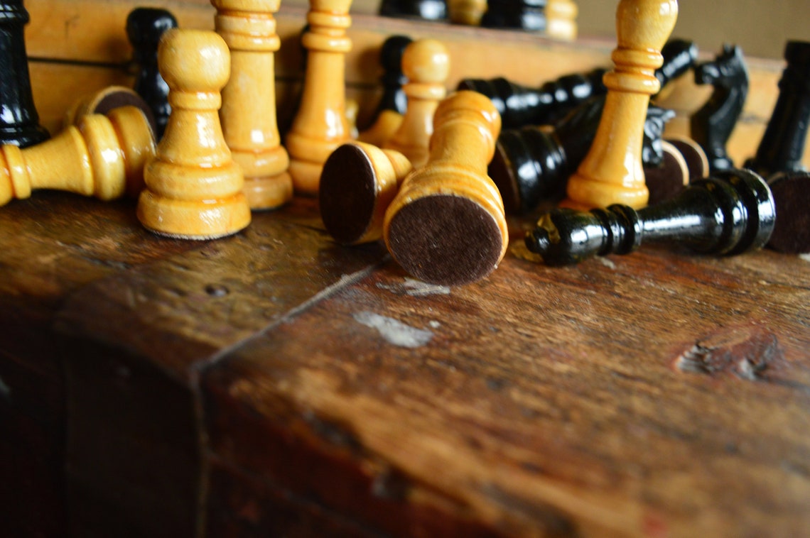 Russian Chess Set Wooden Large Chess Set Vintage | Etsy