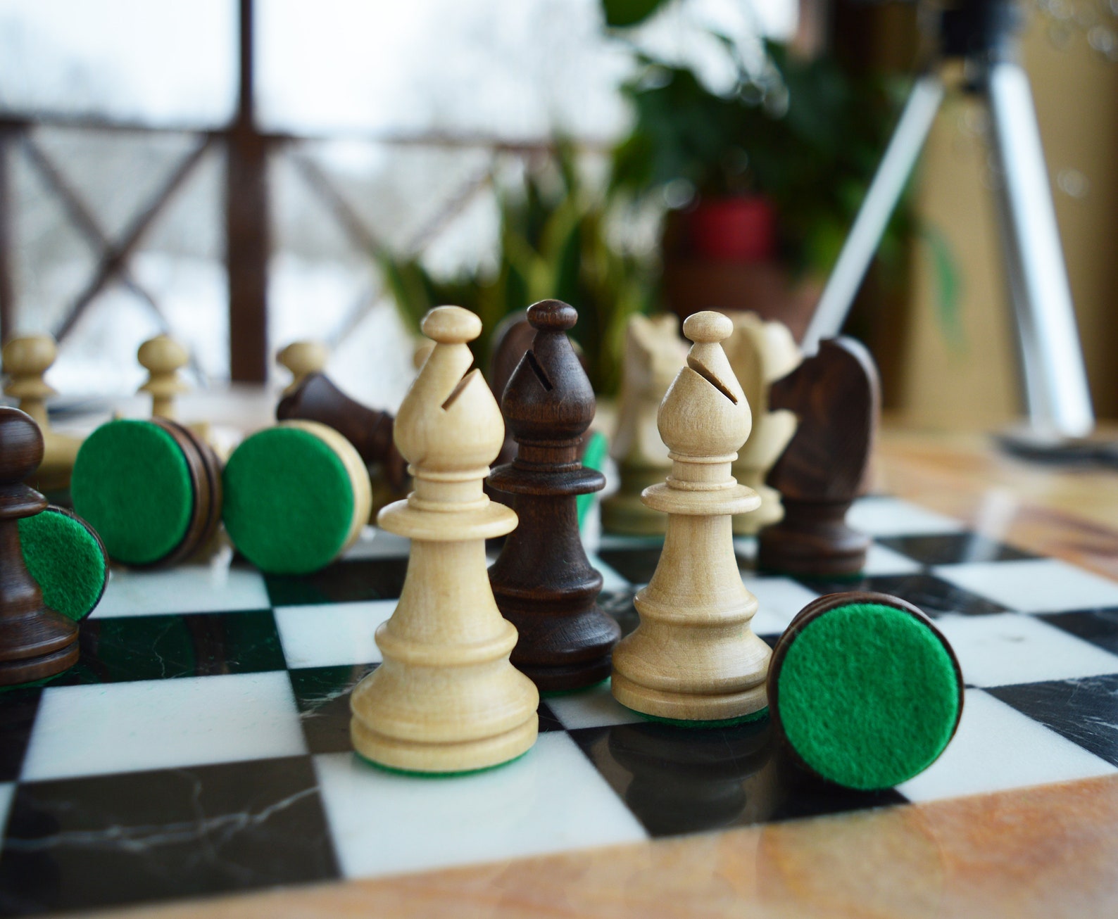 Vintage marble chess set Stone board and wooden pieces | Etsy