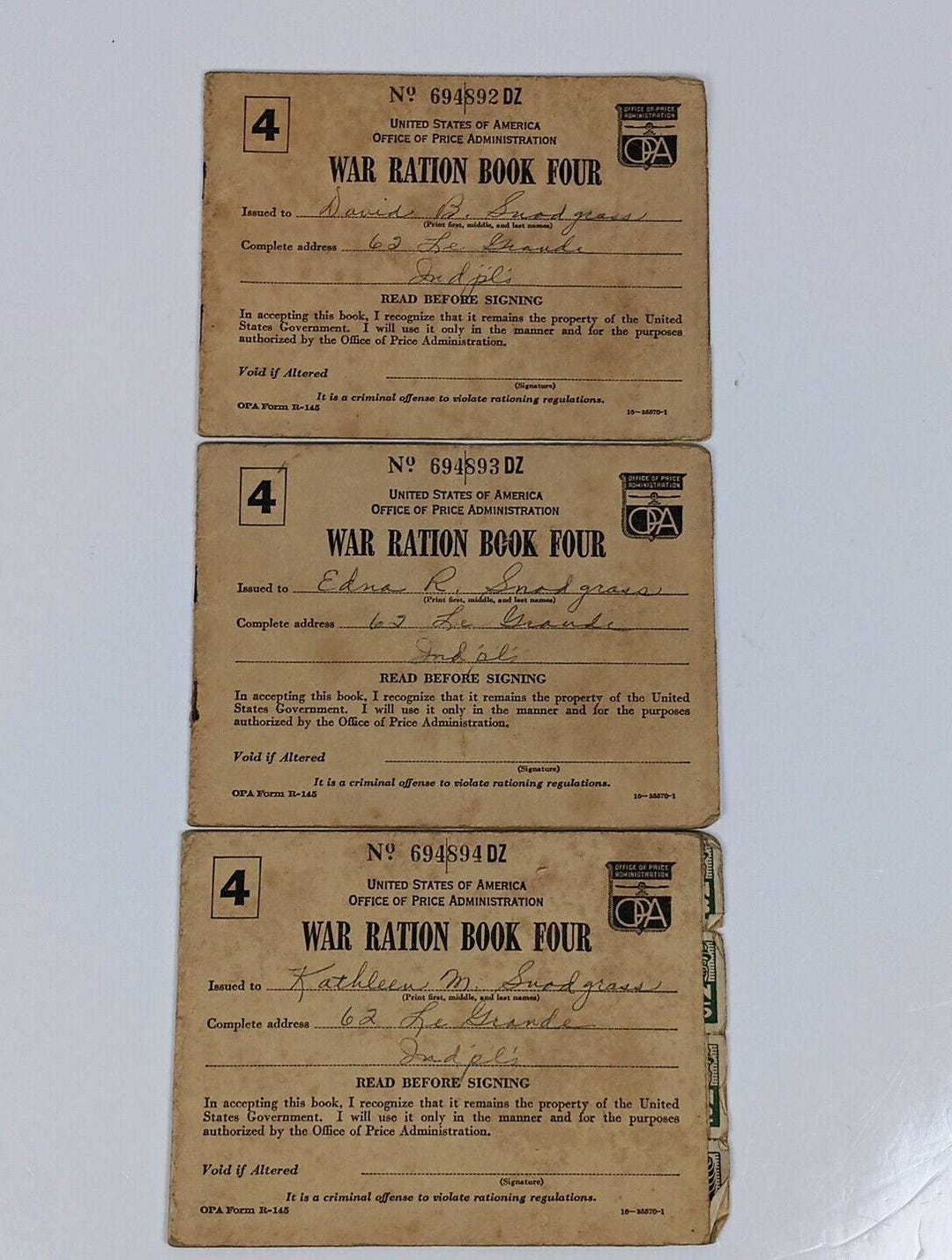 WWII War Ration Book 4 Lot of 3 Original With Lots of Stamps ...