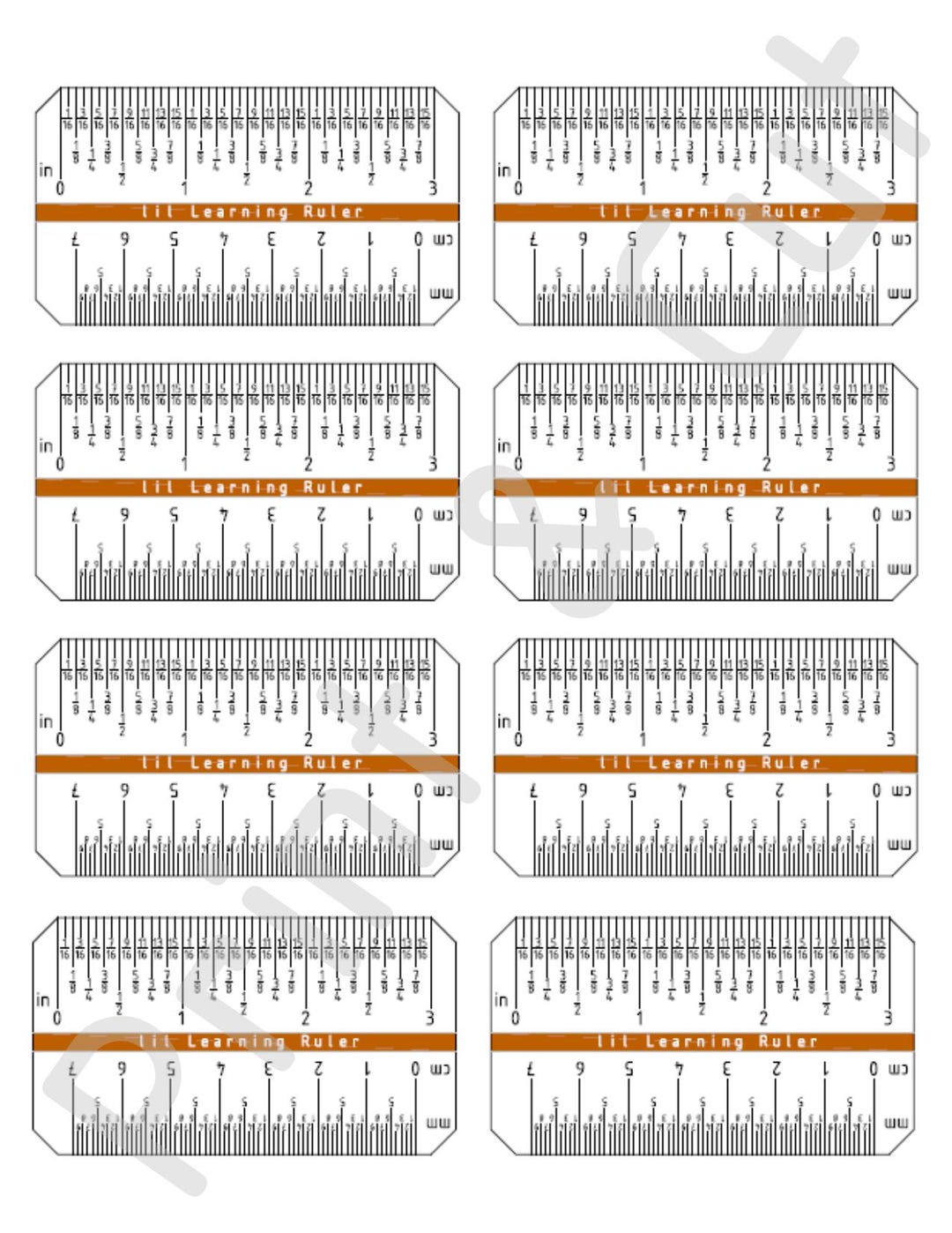 Lil Learning Ruler printable 3 Print and Cut Rulers for Students and ...