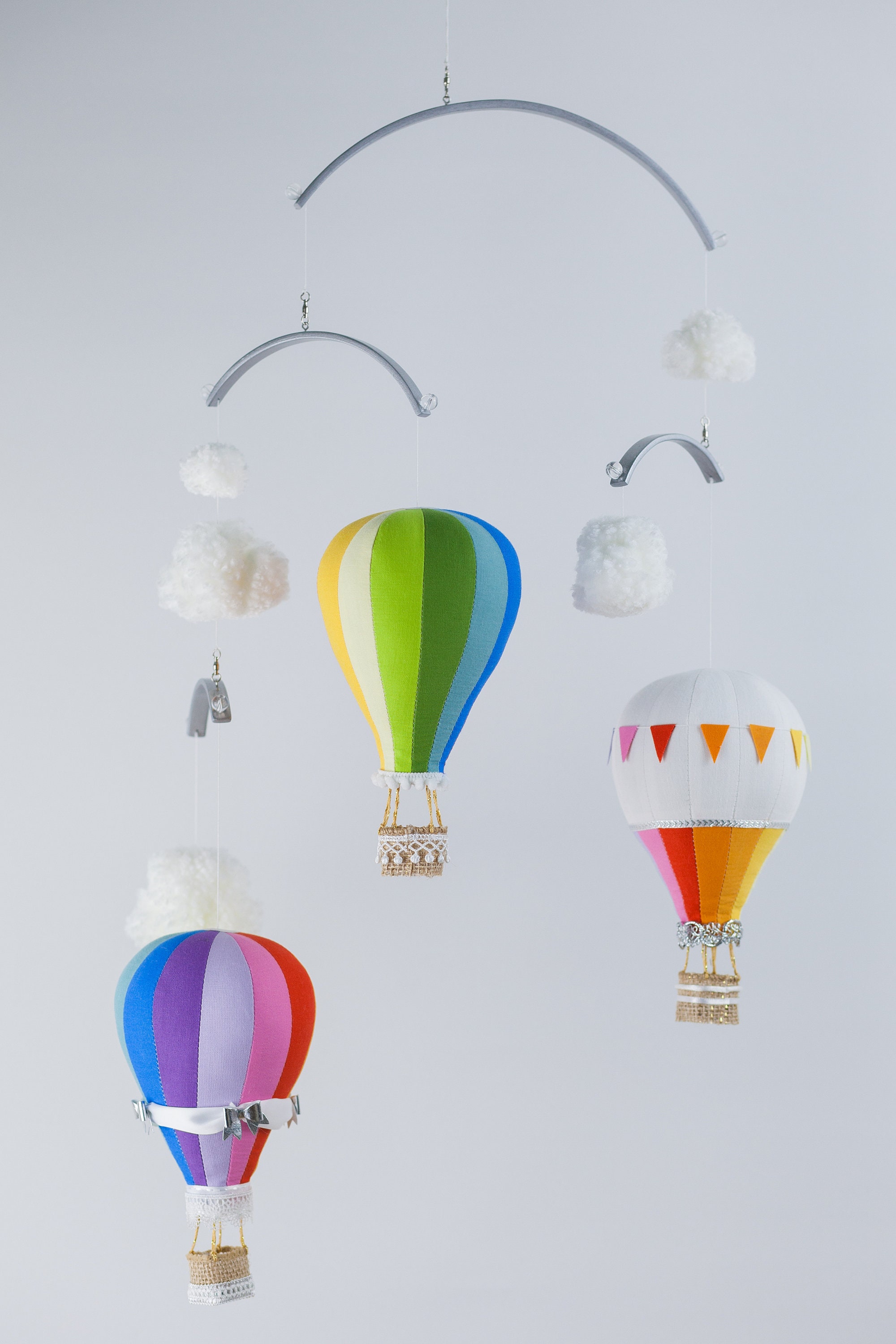 Hot Air Balloon Kinetic Crib Mobile for a Baby Boy or Girl Travel Theme ...