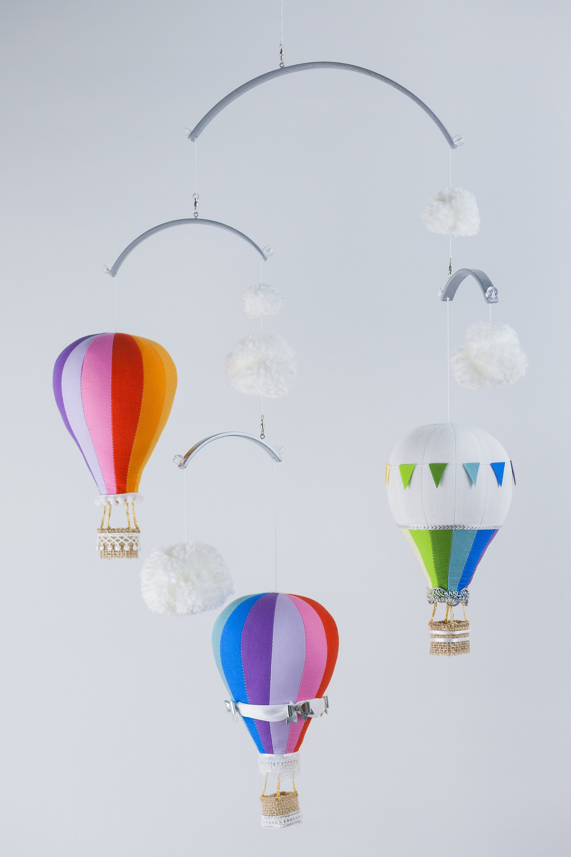 Hot Air Balloon Kinetic Crib Mobile for a Baby Boy or Girl Travel Theme ...