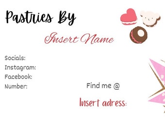 Bakery Business Card Template DIY Business Card Editable Printable ...