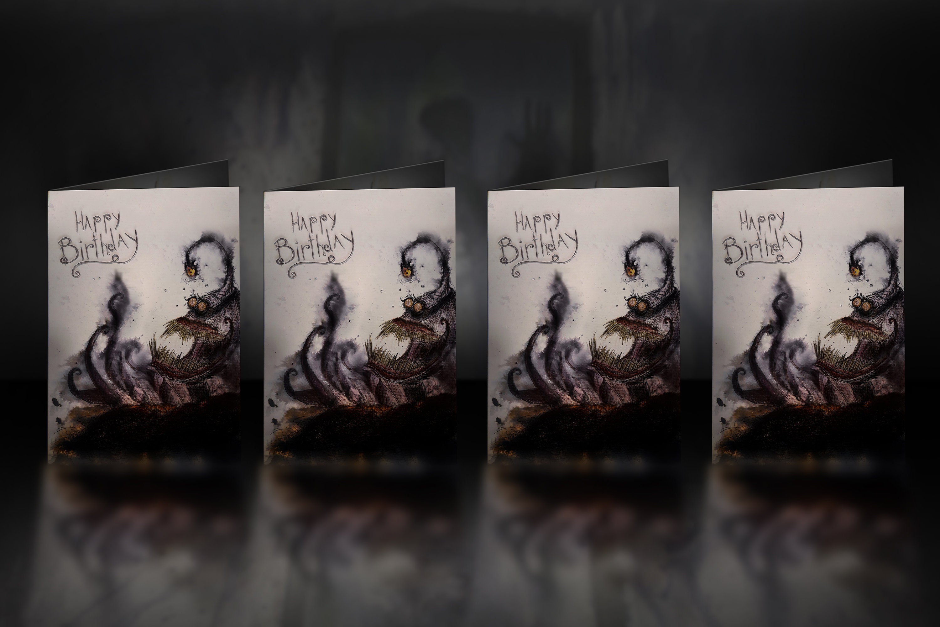 4 PACK! - Gothic Folding Birthday Cards - Creepy - Halloween - Gift ...