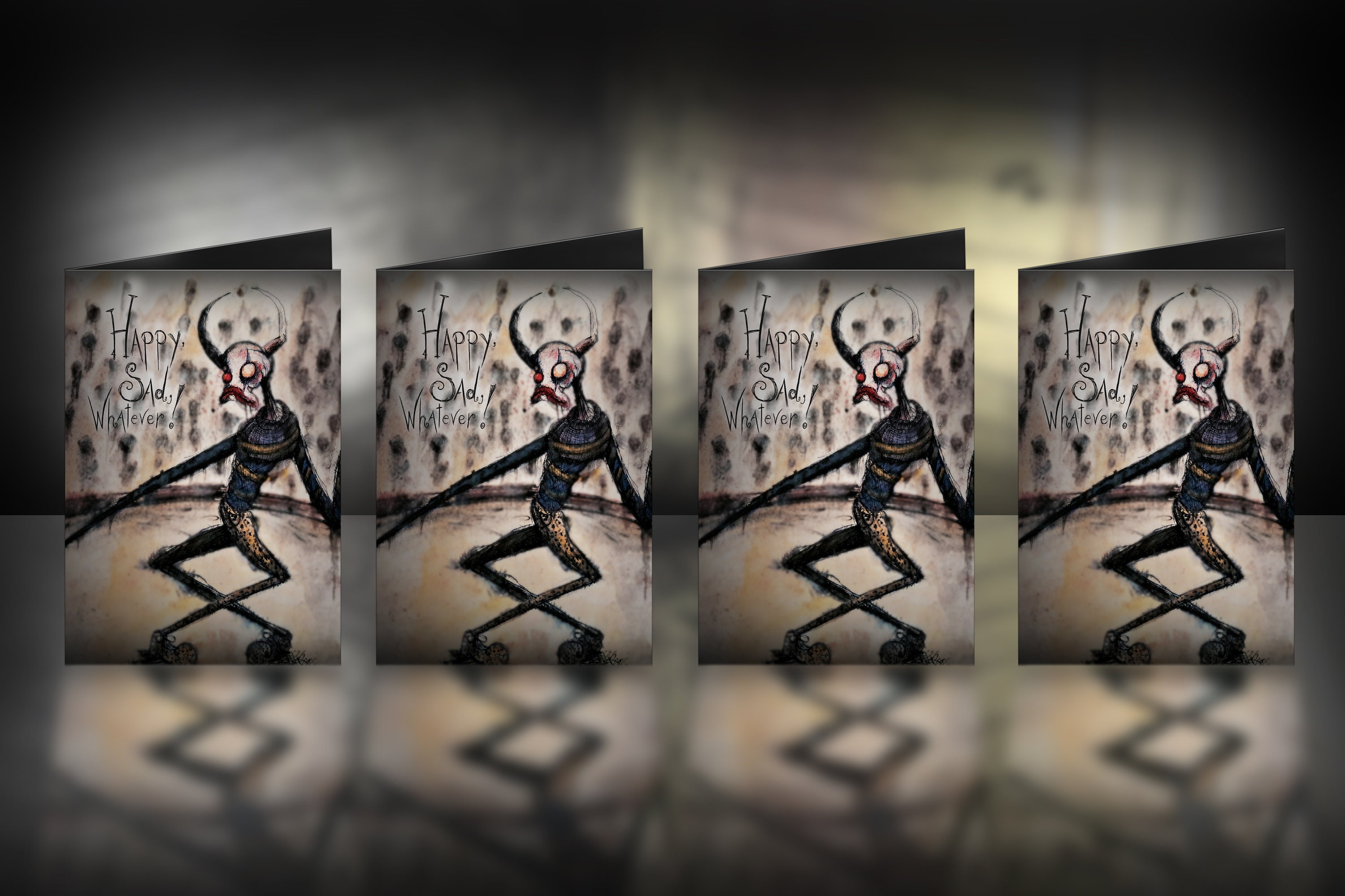 4 PACK All Purpose Premium Folding Cards Creepy, Goth, Scary, Funny ...