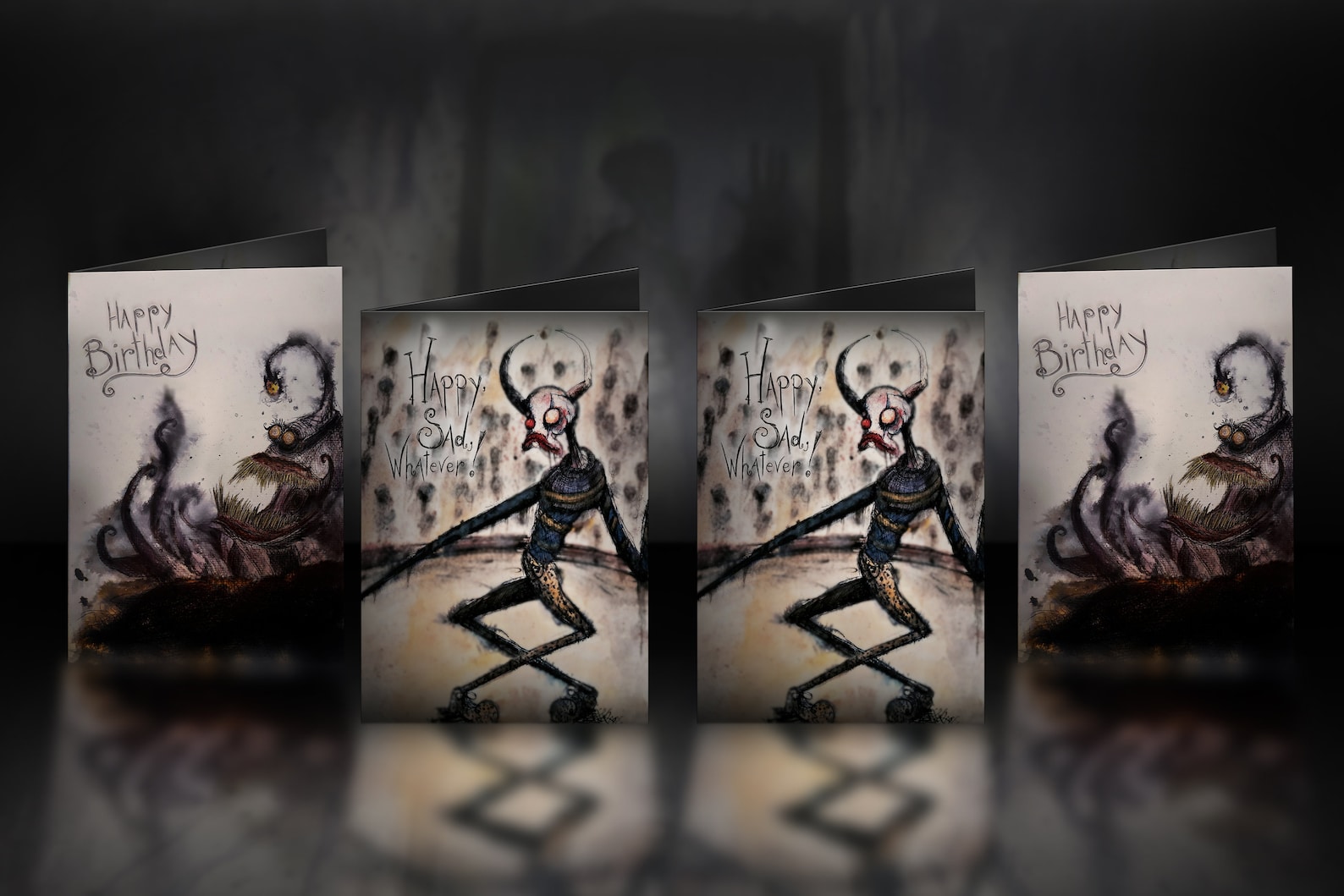 4 PACK! - Gothic Folding Birthday Cards - Creepy - Halloween - Gift ...