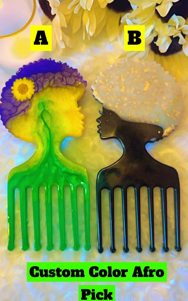 Custom Resin Afro Pick for Ladies, Custom Hairpins, Ladies Hairclip ...