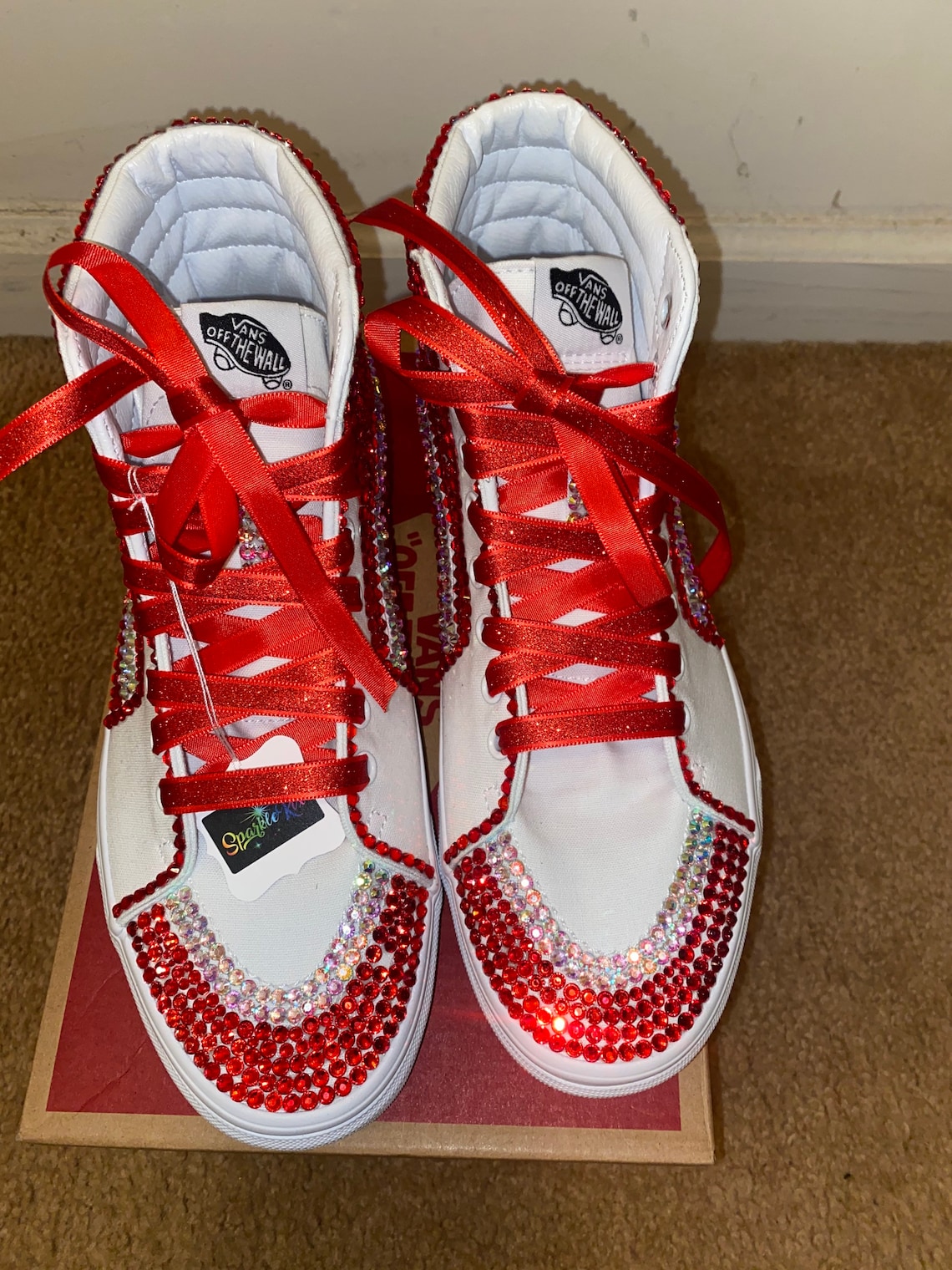 High-Top Custom Rhinestone Vans Sneakers | Etsy