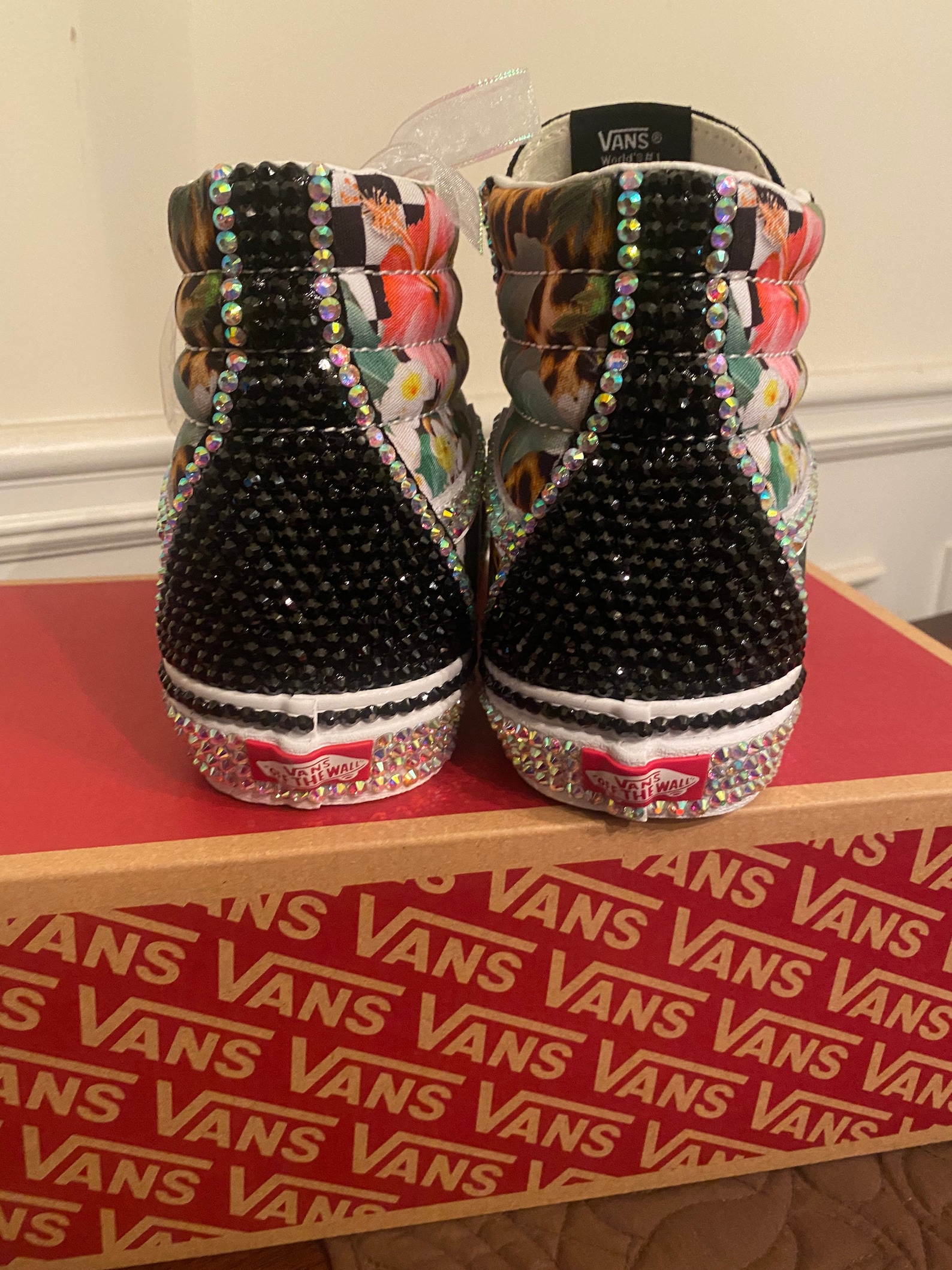 High-Top Custom Rhinestone Vans Sneakers | Etsy