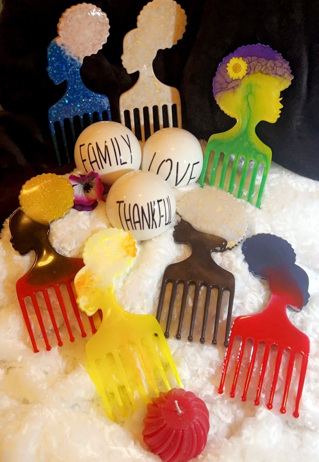 Custom Resin Afro Pick for Ladies, Custom Hairpins, Ladies Hairclip ...
