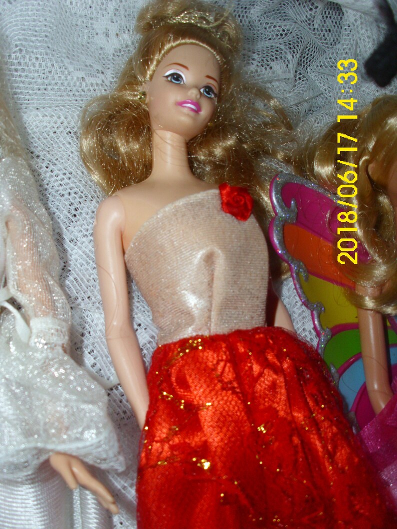 Mattel Barbie Trio in Princess Gowns Deep Pink on Pink White - Etsy