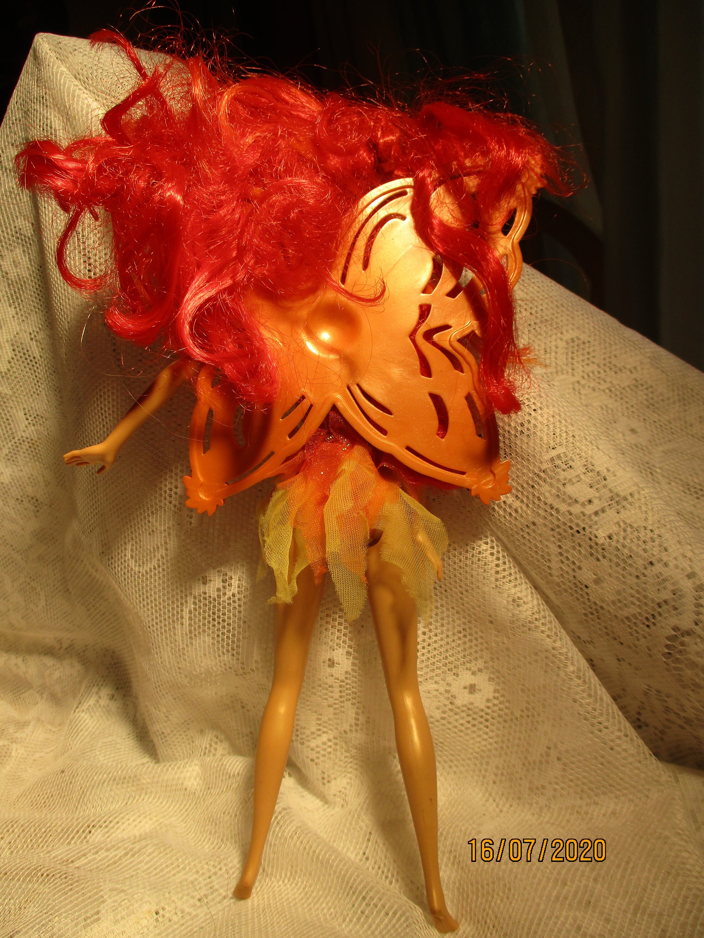 A Pixie Orange Color Hair and Face Designed Wings Cream Color | Etsy